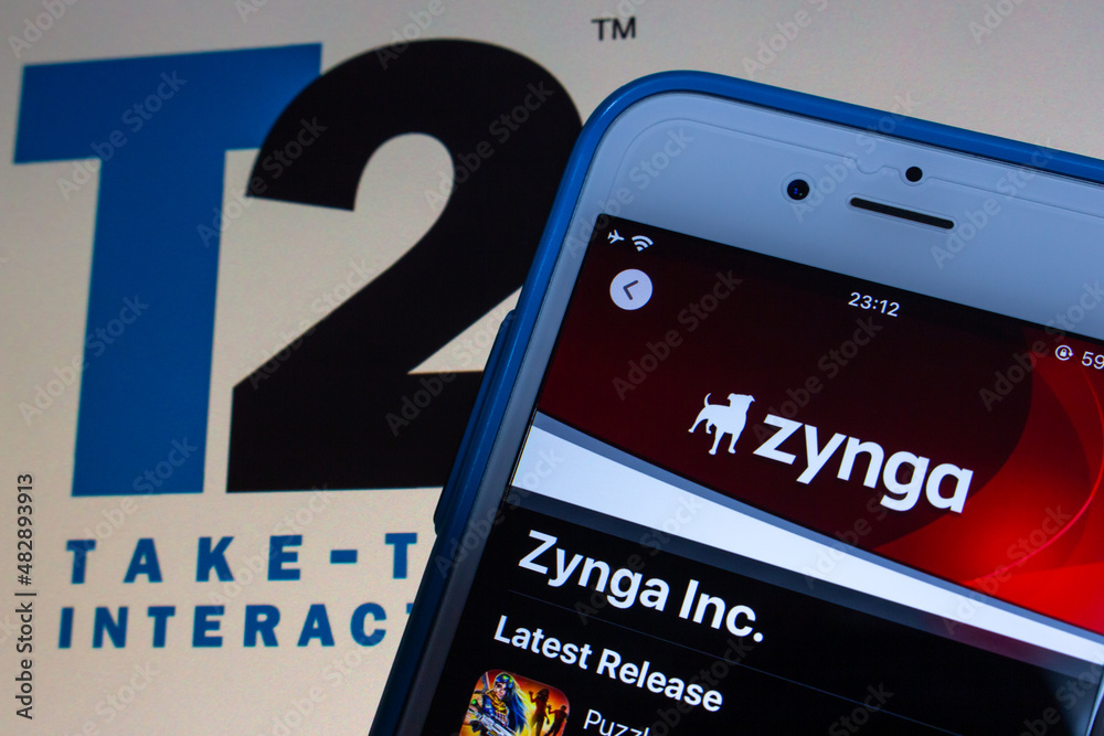 Kumamoto, JAPAN - Jan 20 2022 : Closeup an US social game developer Zynga Inc. on App Sore on ...