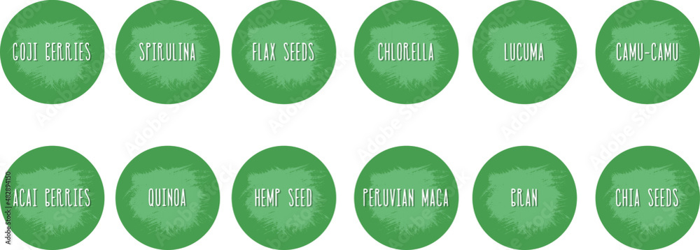 Vector set isolated food labels or stickers for nutritional supplements ...