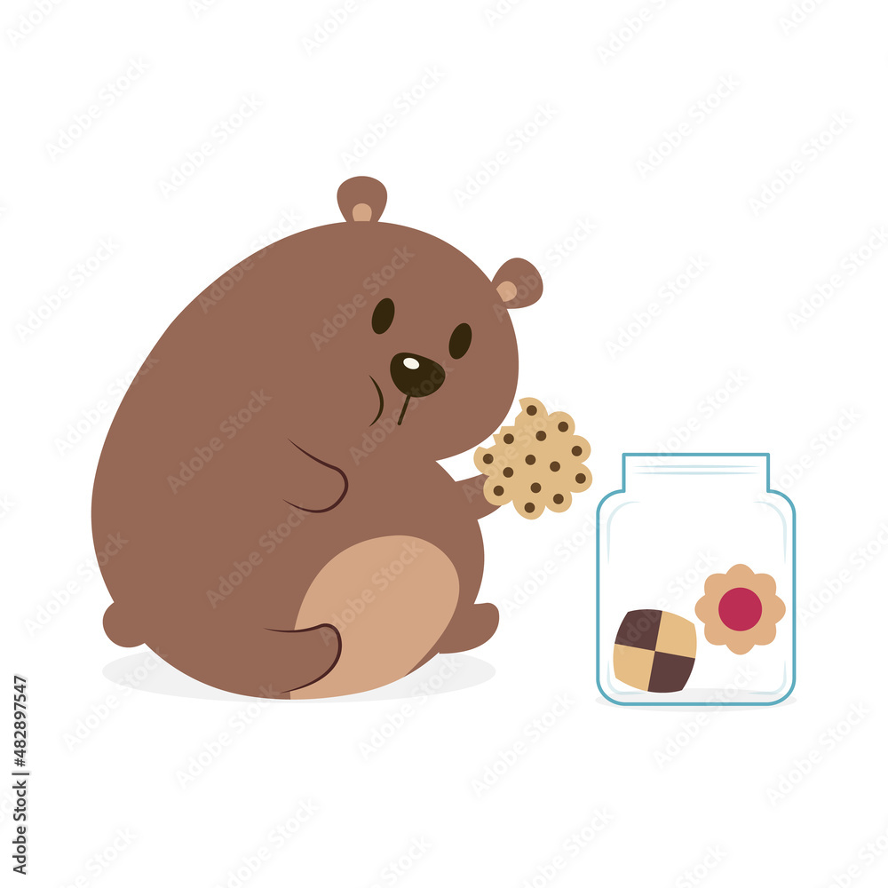 Cute and funny fat bear vector illustration cartoon isolated on white ...