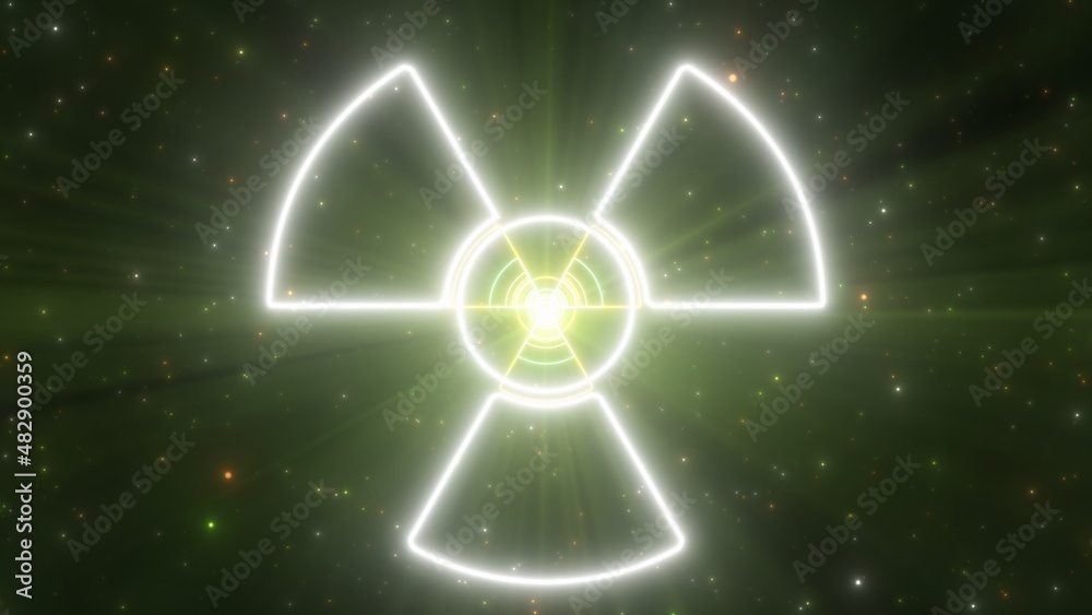 Radioactive Symbol Radiation Warning Sign Glowing Neon Lights Tunnel ...