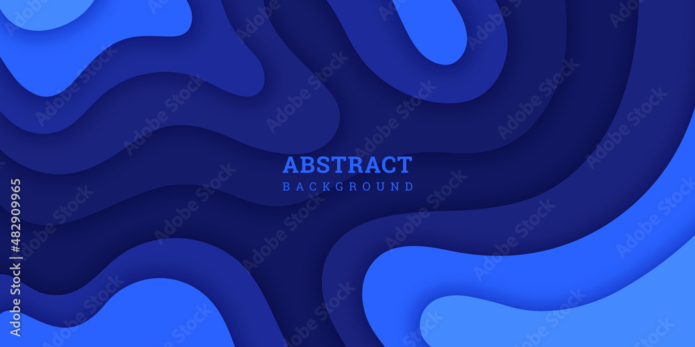 Blue background in paper cut style. Origami water wallpaper. Ocean ...