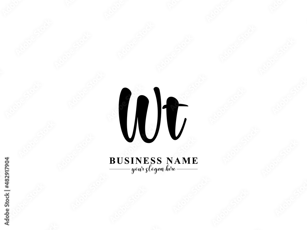Monogram WT Premium Logo, Creative Handwriting and Signature Letter wt ...