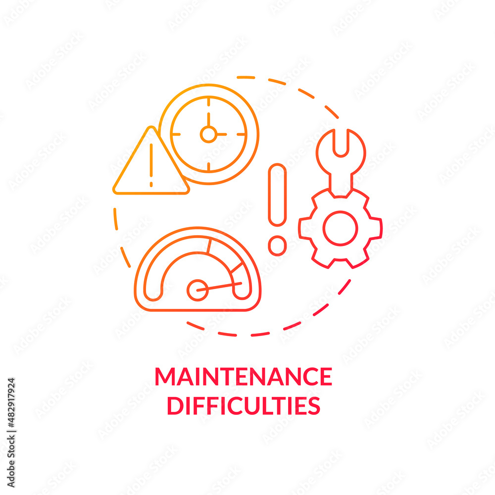 Maintenance difficulties red gradient concept icon. Rural ...