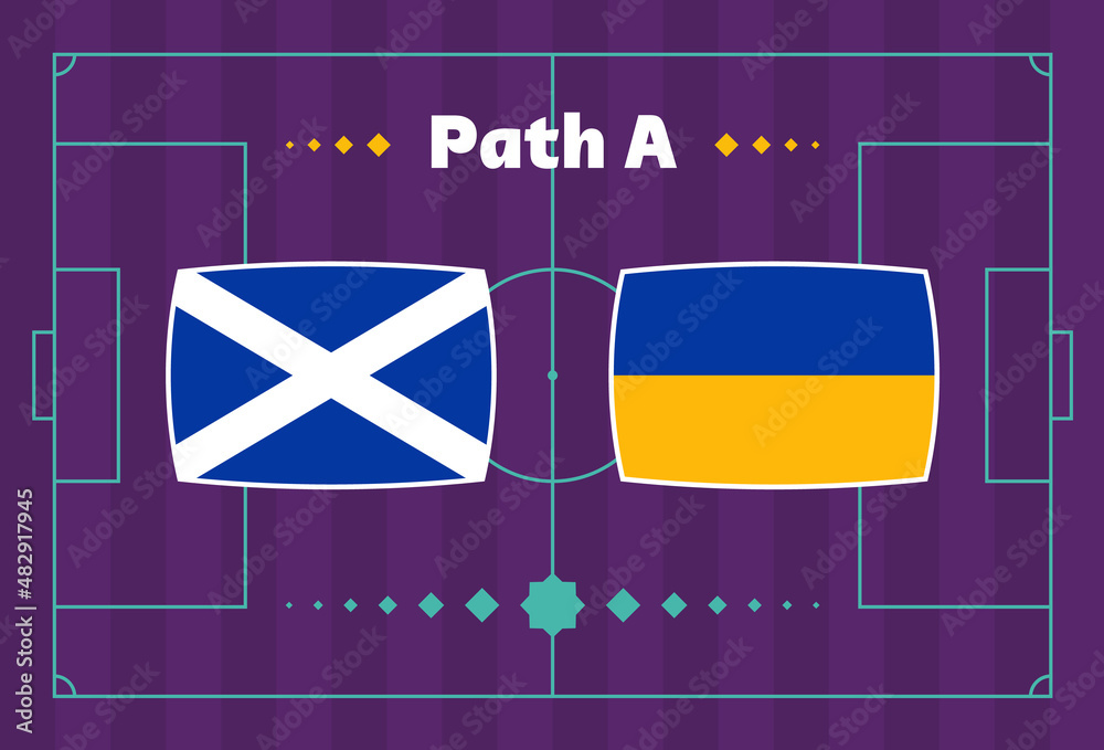 Scotland vs Ukraine match. Playoff Football championship match versus ...