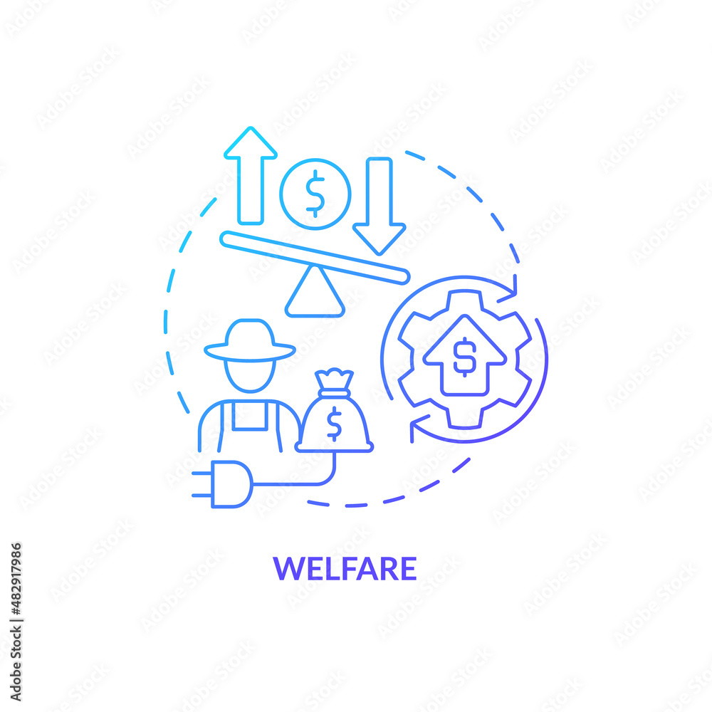 Welfare blue gradient concept icon. Life quality improvement. Rural ...