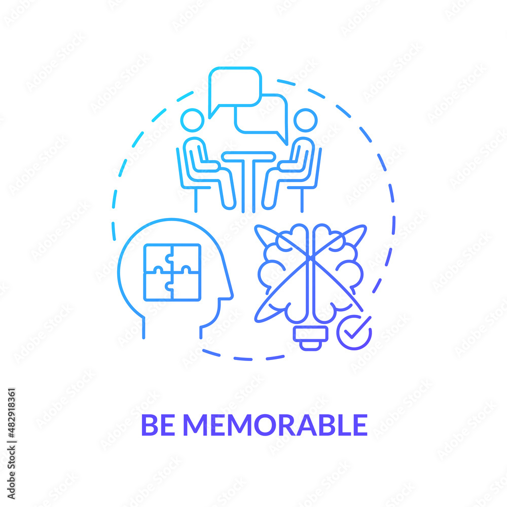 Be memorable blue gradient concept icon. Business communication rule ...