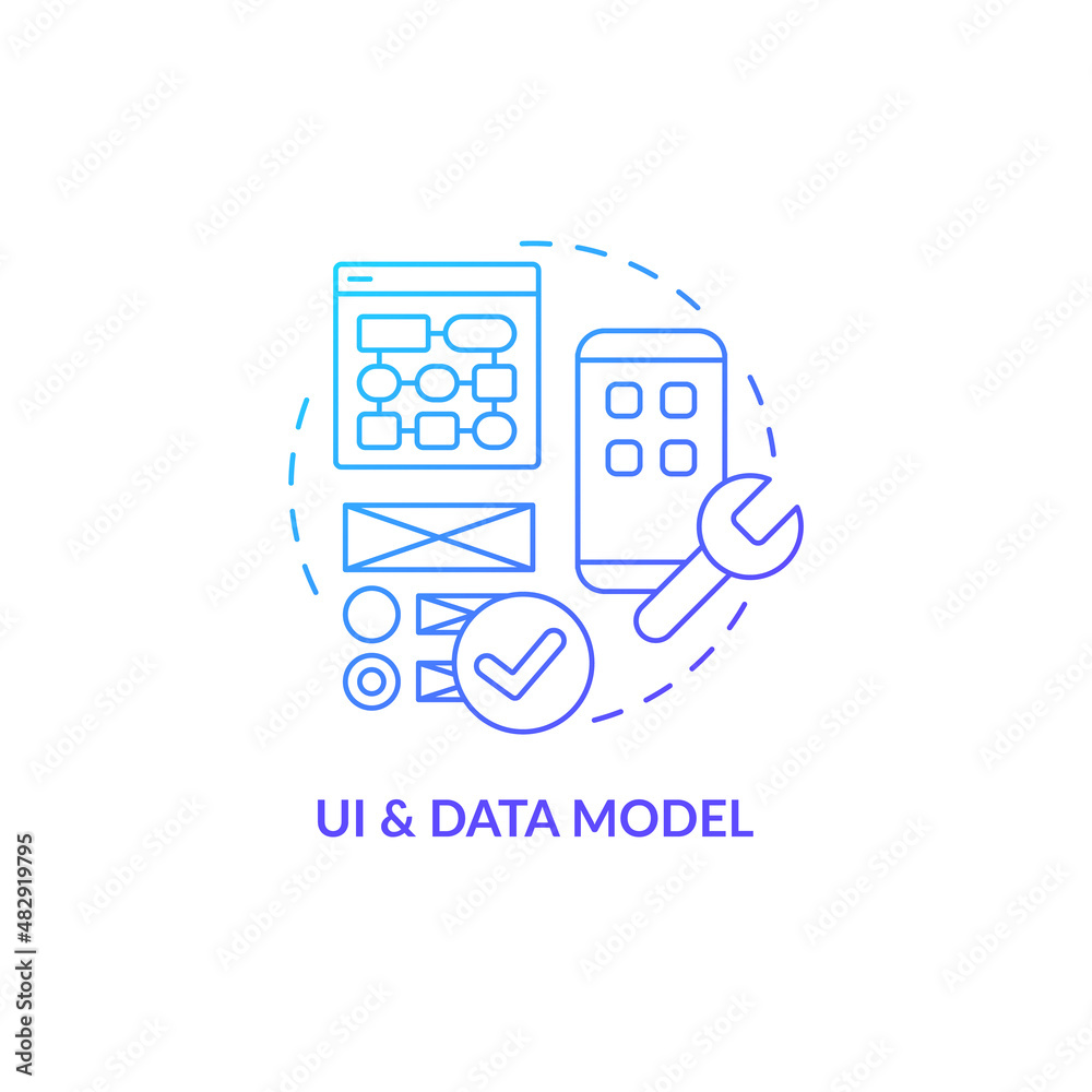 UI and data model blue gradient concept icon. Efficient UX for ...
