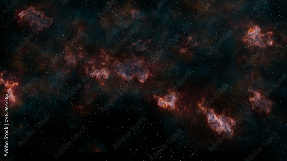 Abstract composition of cosmos of nebulous textures, lights and ...