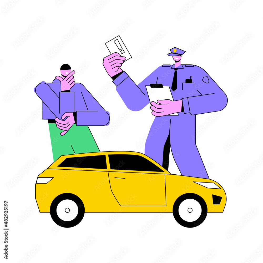 Traffic fine abstract concept vector illustration. Traffic law ...