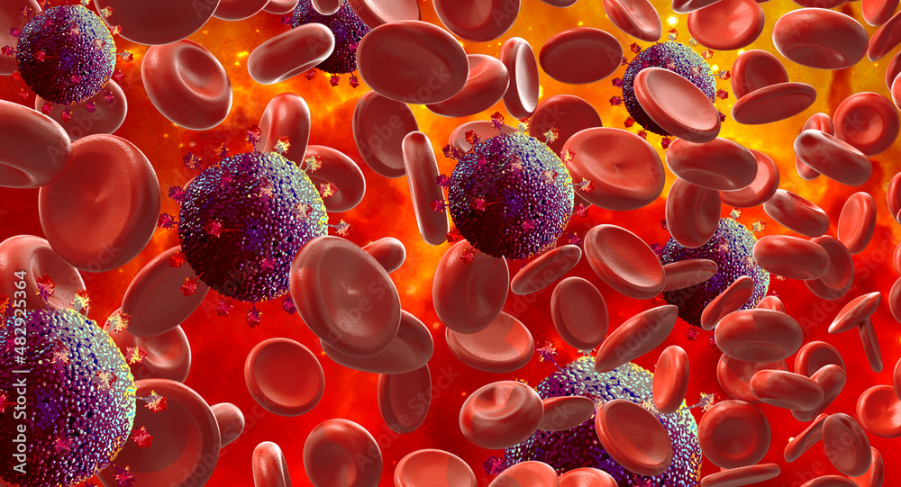 3D medical illustration of Omicron / Delta variant particle based on ...