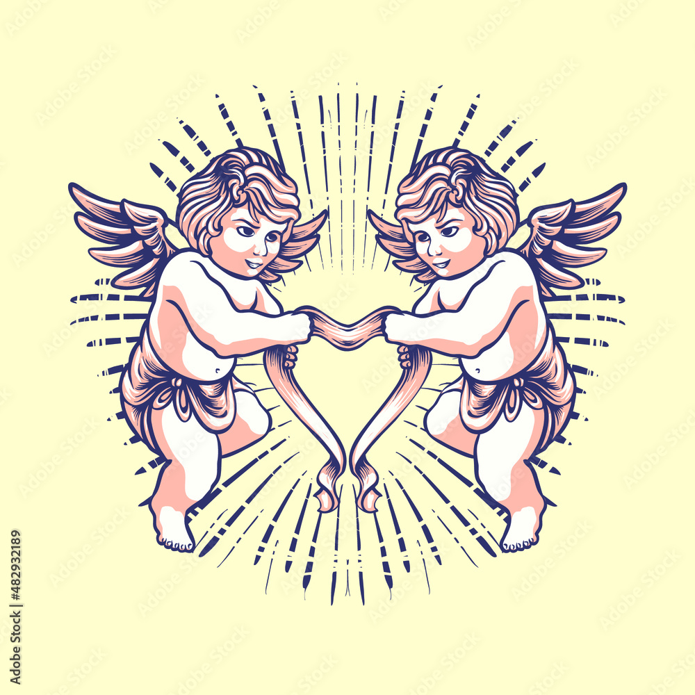 the baby angel love illustration Stock Vector | Adobe Stock