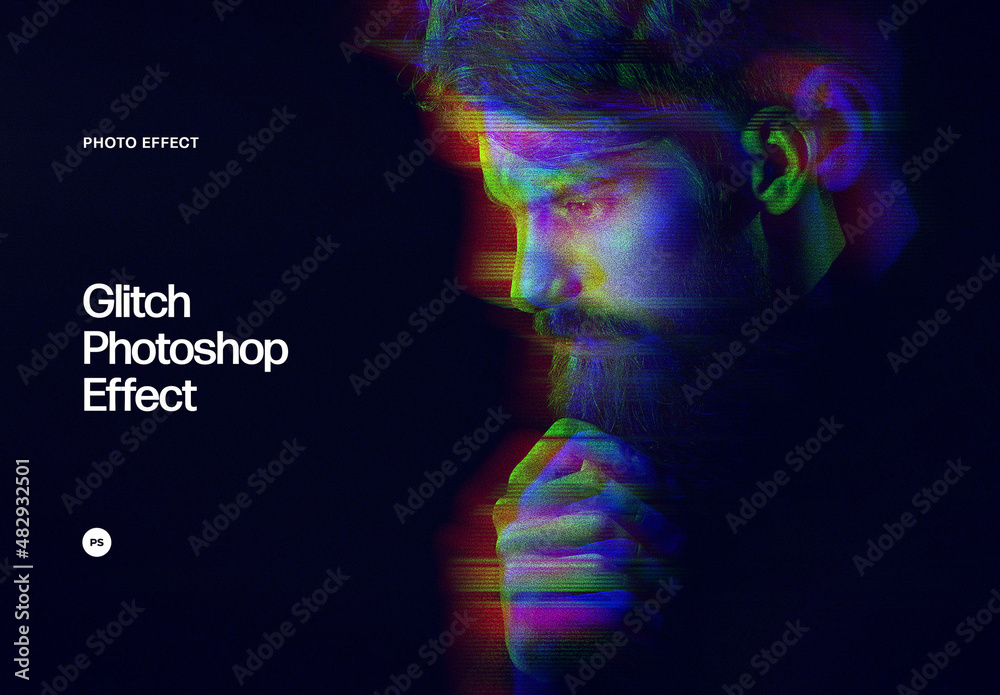 Rgb Leak Glitch Photo Effect Mockup Stock Template | Adobe Stock