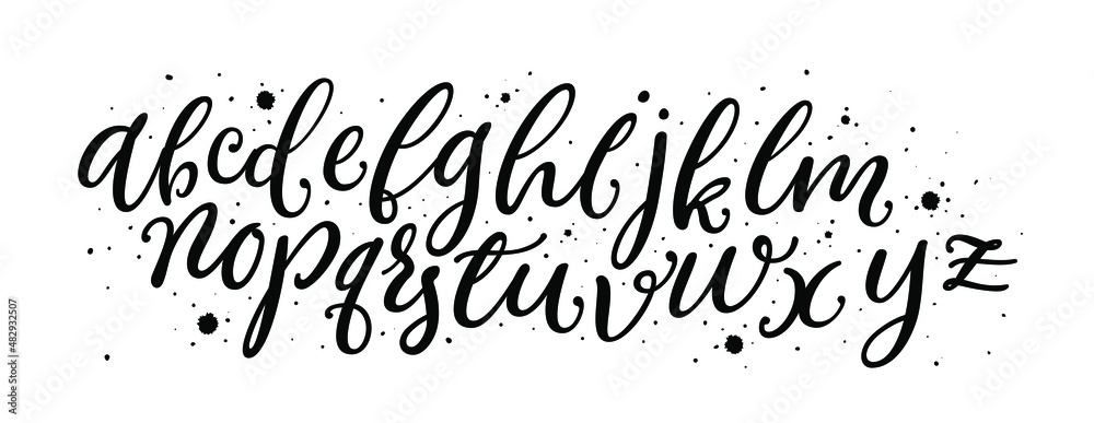 Vector hand drawn alphabet. Brush painted letters. Handwritten script ...