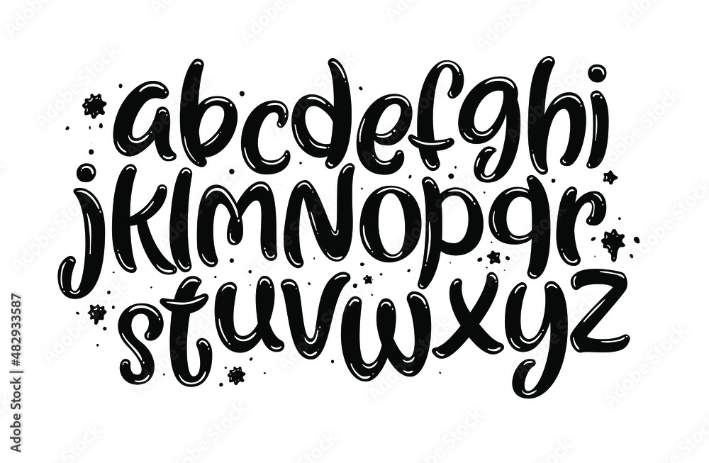 Vector hand drawn font. Brush painted letters. Handwritten script ...