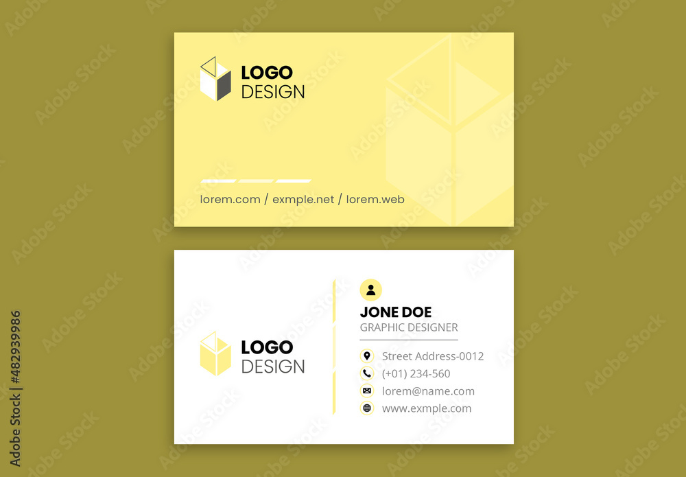 Yellow Business Card Layout Stock Template | Adobe Stock