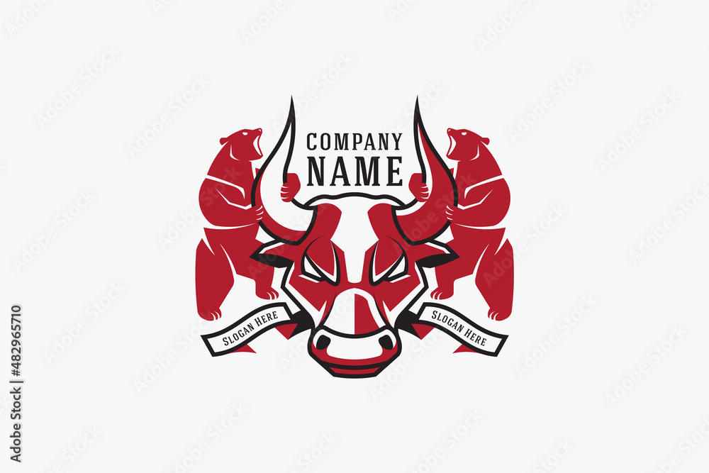 heraldic style bull and bear logo for capital management company Stock ...