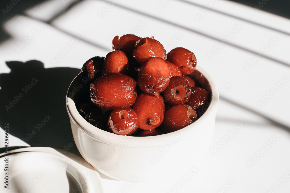 Chinese red date or Jujube asian herbal fruit for healthy on white ...