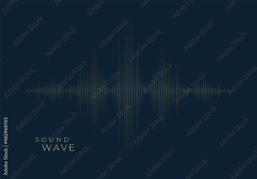 Gold sound wave on dark background. Golden lines equalizer. Musical ...