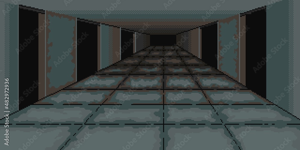 Stockillustratie Pixelart of dirty basement, dungeon. Game background ...