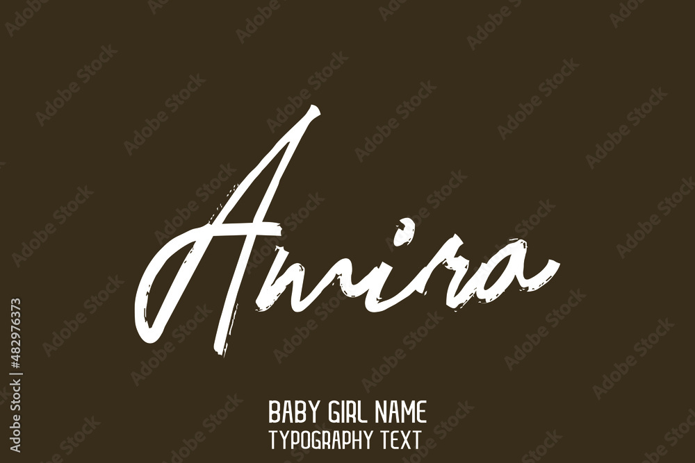 Amira Baby Girl Name Handwritten Lettering Modern Calligraphy on Brown ...