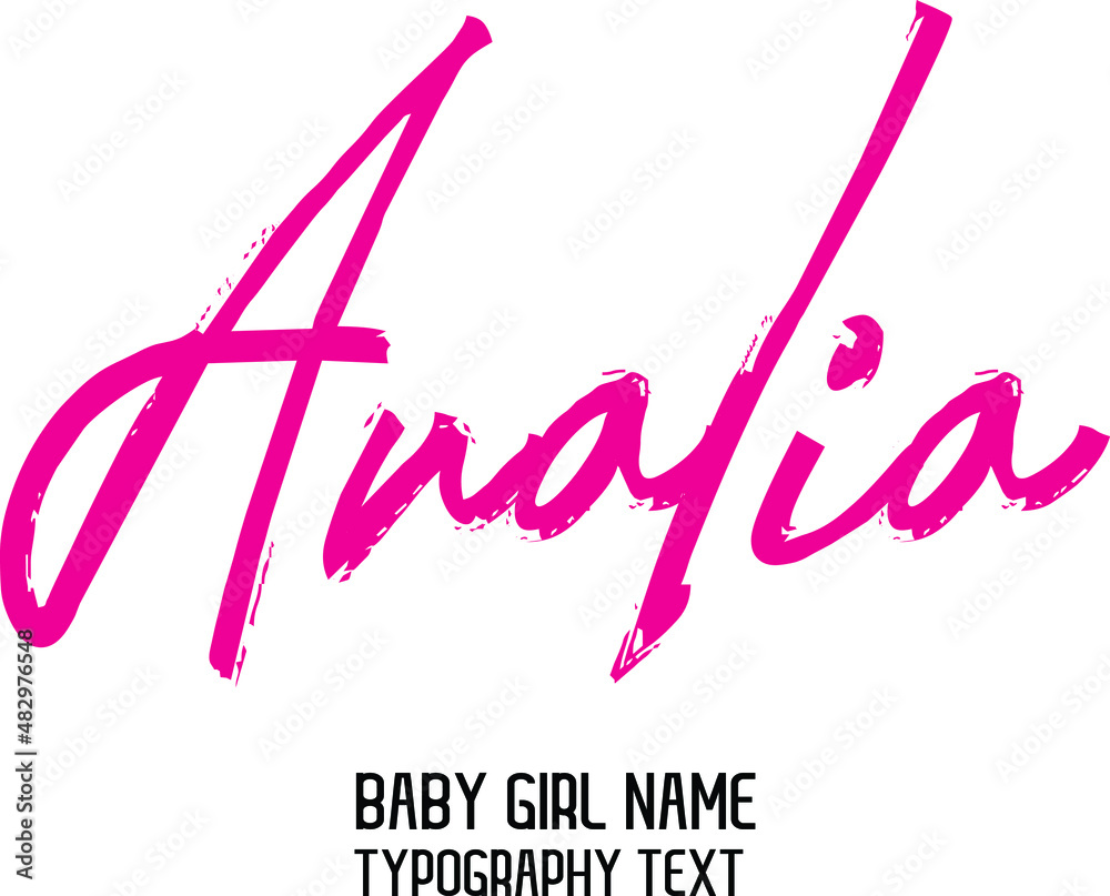 Analia Girl Name Hand Written Brush Lettering Pink Color Calligraphy ...