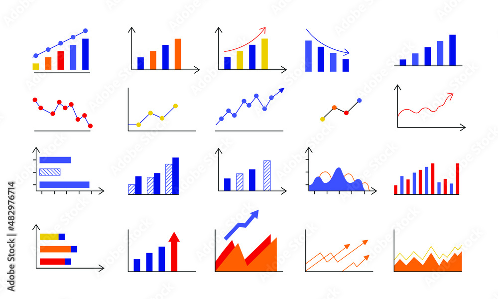 set of various diagram charts for stock market and other uses. a ...