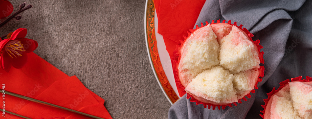 Cute traditional Chinese steamed sponge cake - Fa Gao, for lunar new ...