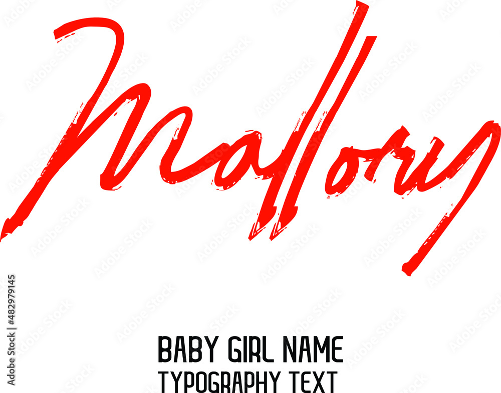 Mallory Girl Baby Name in Stylish Cursive Red Color Calligraphy ...