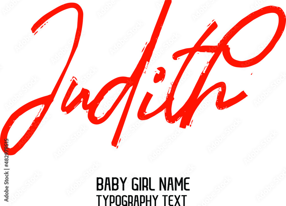 Judith Girl Baby Name in Stylish Cursive Red Color Calligraphy ...