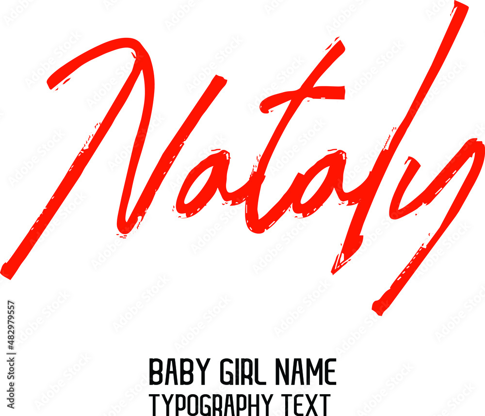 Nataly Girl Baby Name in Stylish Cursive Red Color Calligraphy ...