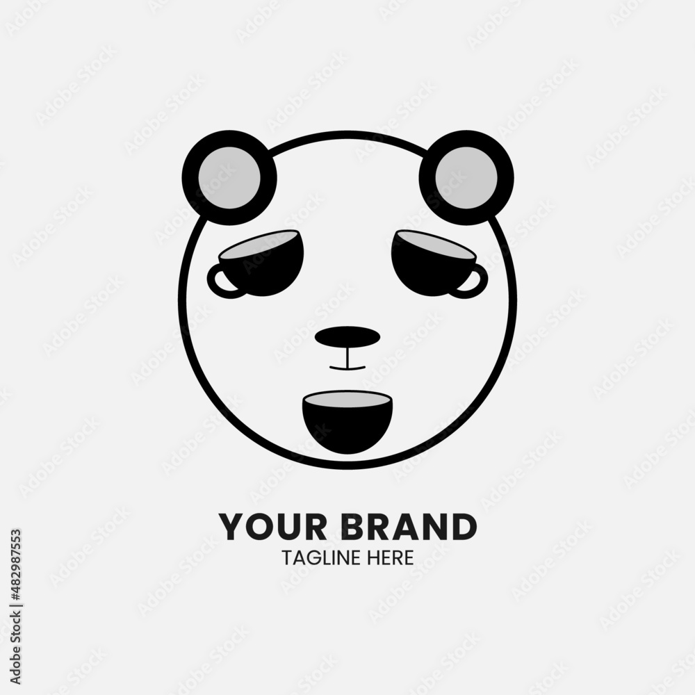 Unique Design Double meaning logo in the shape of a panda and cup ...