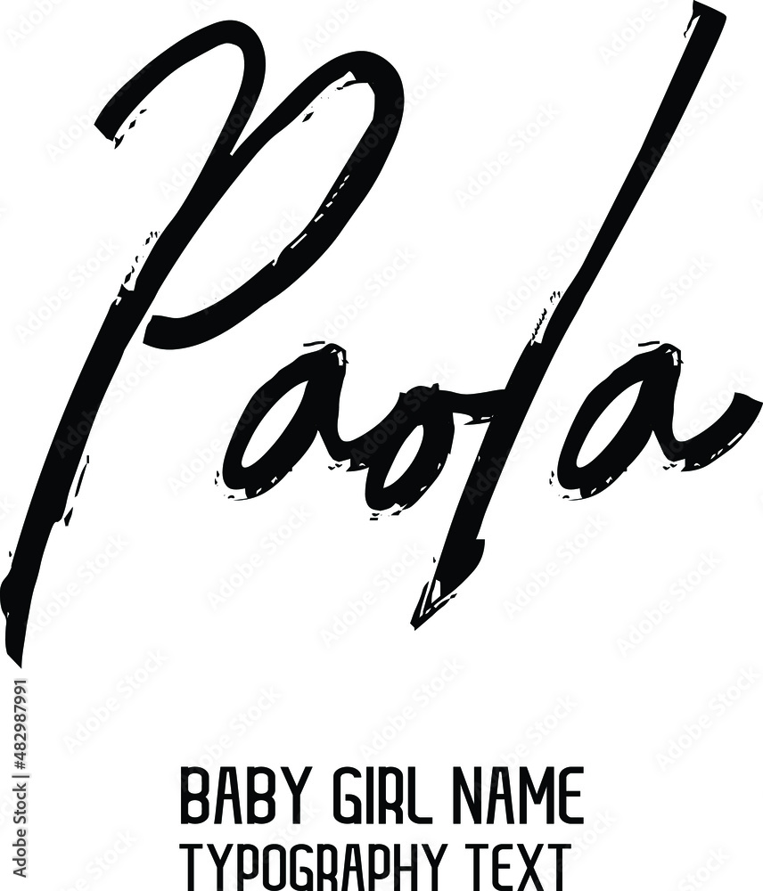 Girl Name Paola Handwritten Lettering Black Color Calligraphy Stock ...