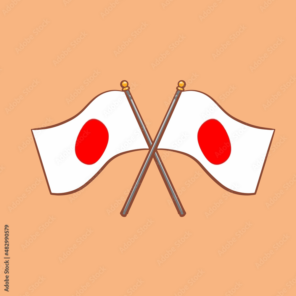 Hand drawn cartoon illustration of Japanese flag Stock Vector | Adobe Stock