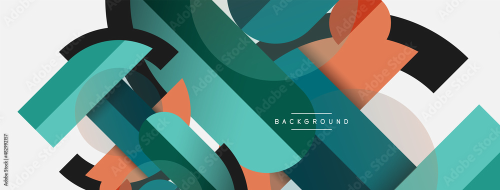 Geometric shapes composition abstract background. Circles lines and ...