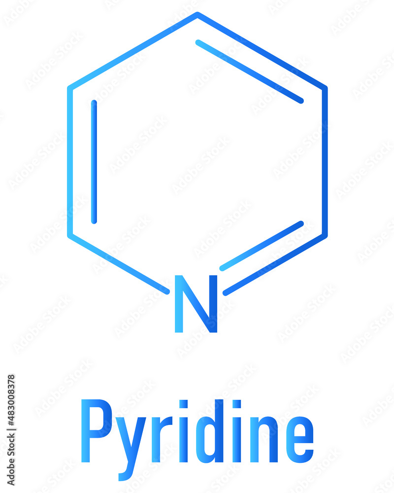 Pyridine chemical solvent and reagent molecule. Skeletal formula. Stock ...