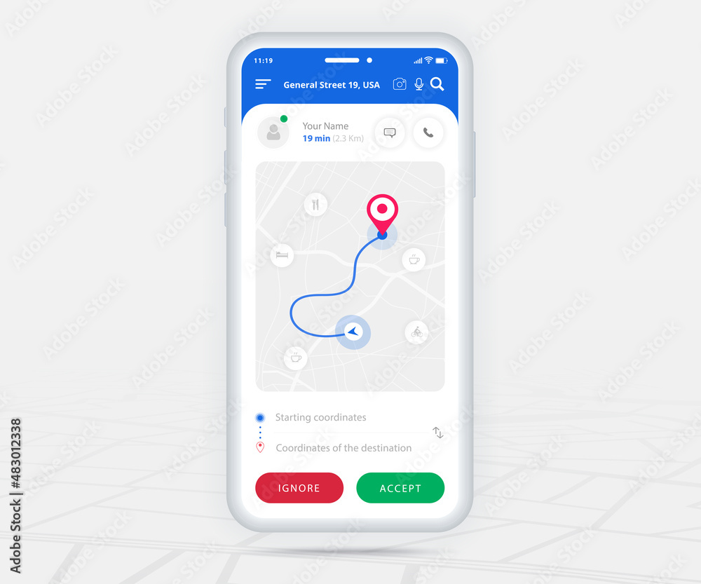 Map GPS navigation ux ui concept, Smartphone map application and ...