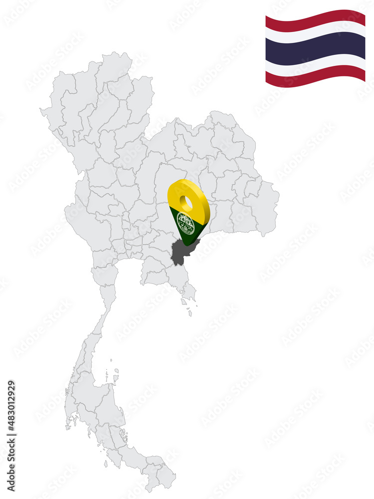 Location of Sa Kaeo Province on map Thailand. 3d Sa Kaeo flag map ...
