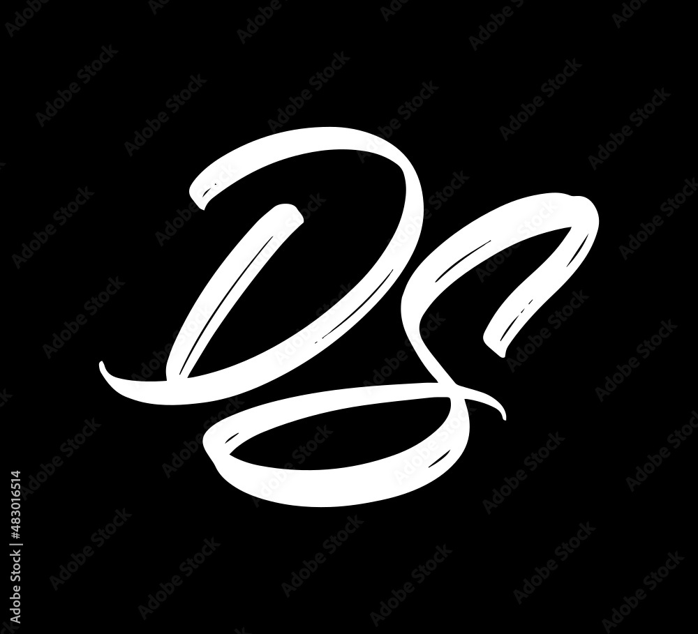 White Vector Letters Logo Brush Handlettering Calligraphy Style In ...