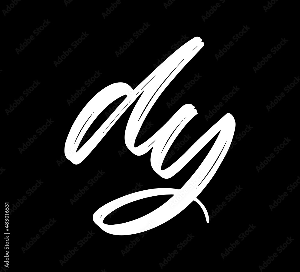 White Vector Letters Logo Brush Handlettering Calligraphy Style In ...