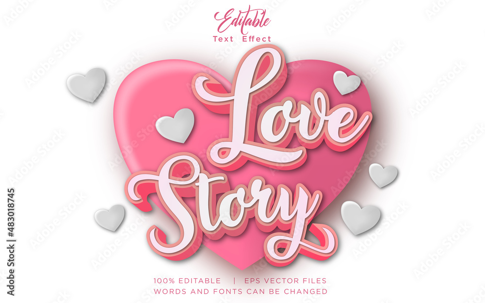love story text effect mockup template Stock Vector | Adobe Stock