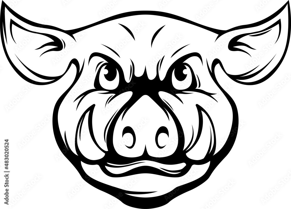 Pig head mascot. Angry swine logo. Hog vector illustration Stock Vector ...