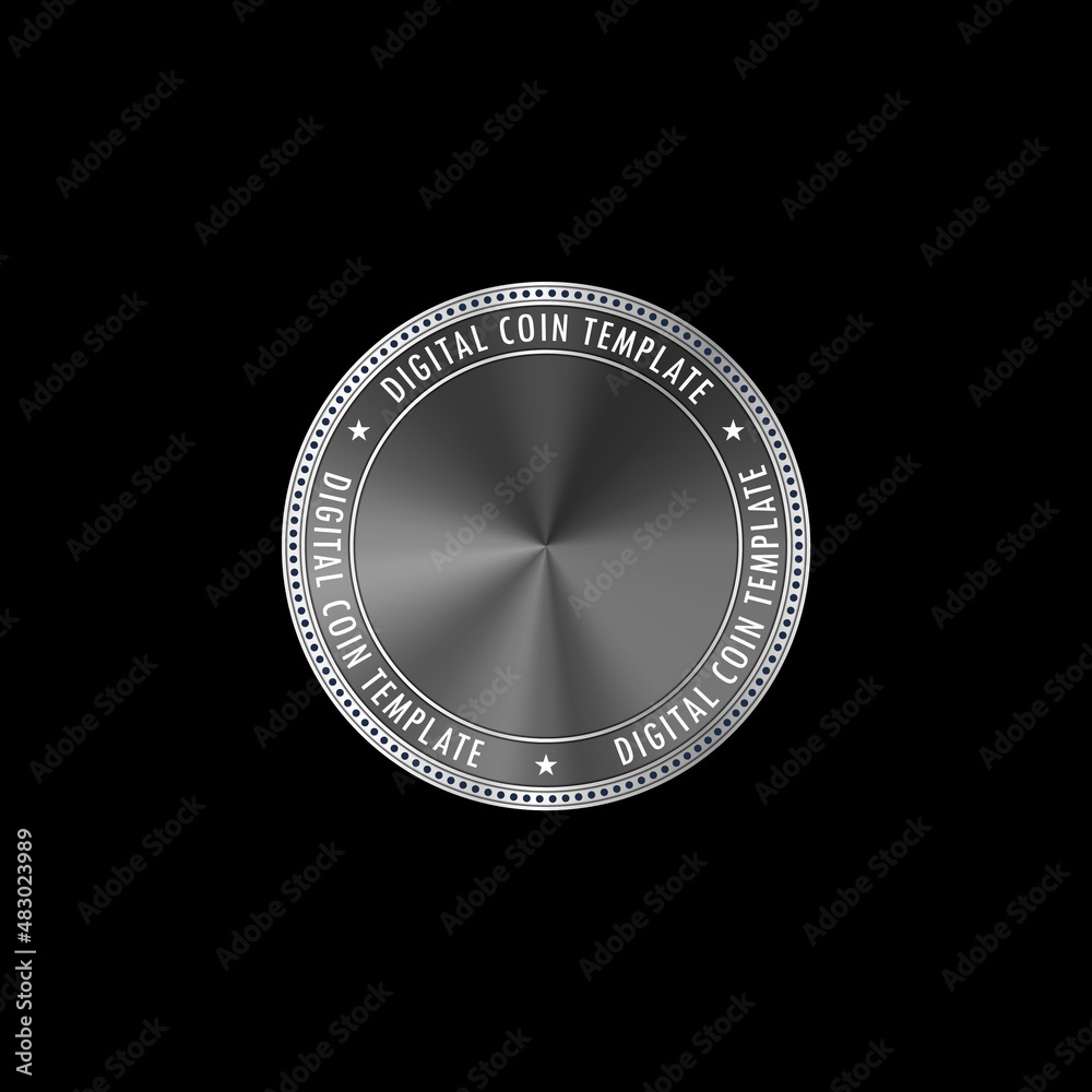 Golden coin template. Vector digital currency symbol made of gold and ...