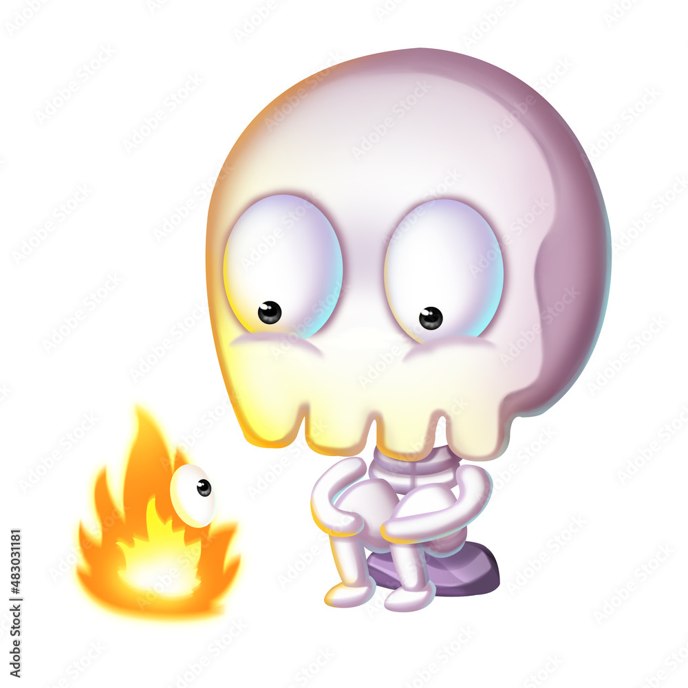 Little Skull and Candle. Realistic Fantastic Characters. Fantasy Nature ...
