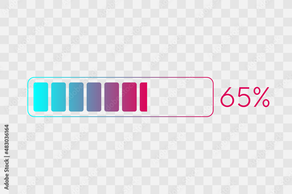 65 percent chart. Vector percentage infographics. Isolated gradient ...