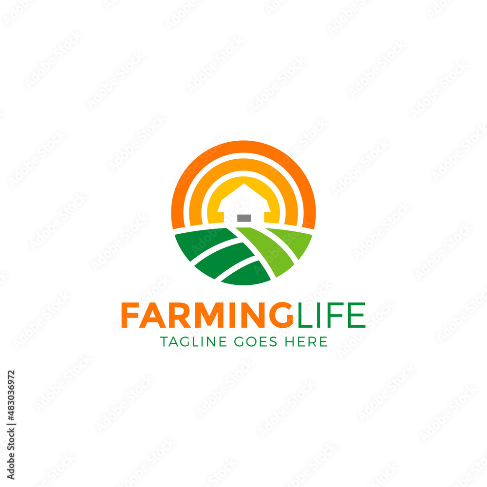 agriculture logo, farming live logo design vector illustration Stock ...
