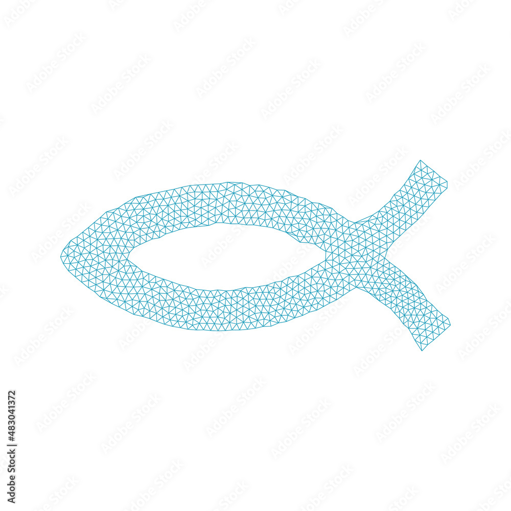 Jesus fish symbol out of connected lines. Fish of believers, christian ...