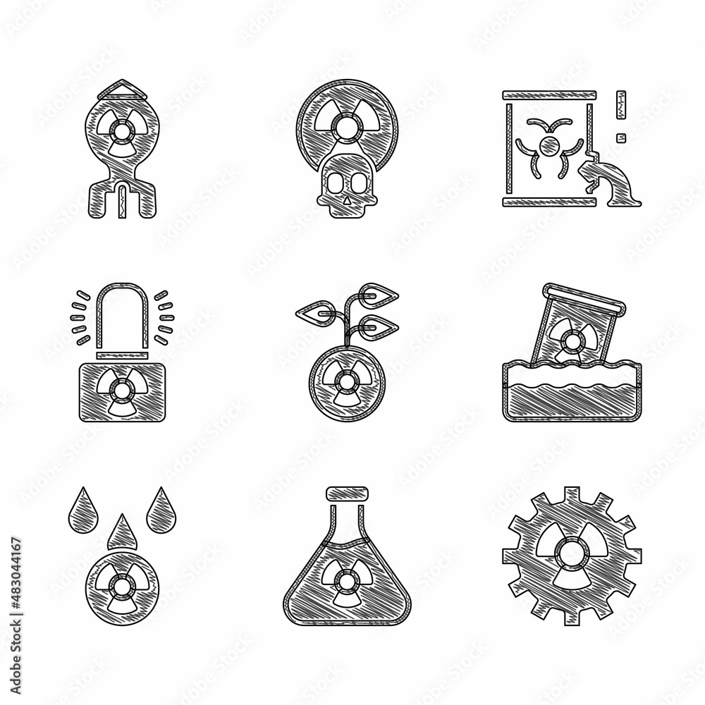 Set Radioactive, Test tube radiation, waste in barrel, Acid rain and ...