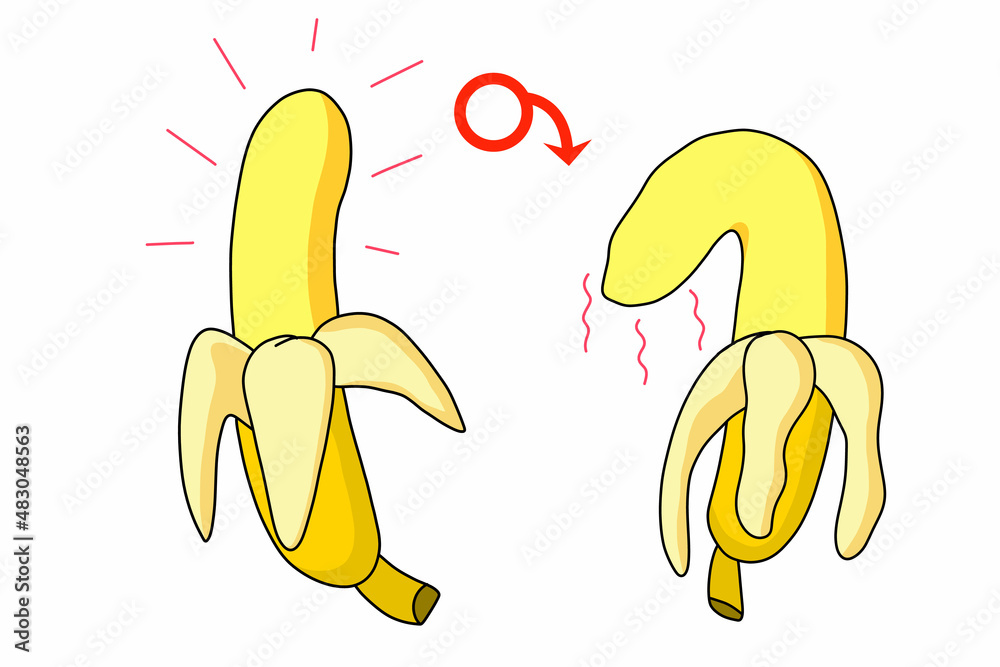 Impotence Erectile Dysfunction Emoji Banana Flaccid Soft Penis Stock
