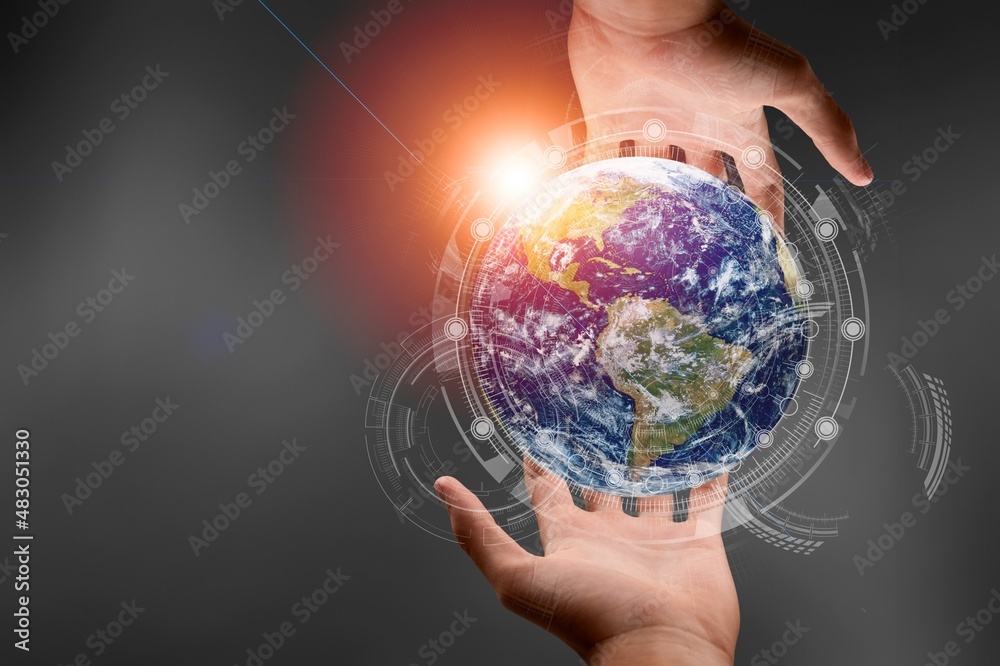 Hand pass clean energy, sustainable environment protection earth globe ...