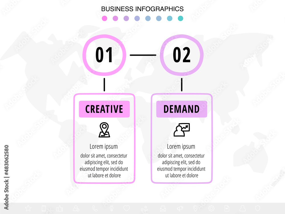 Vector hand-drawn infographics with 2 circles and rectangles. Modern ...